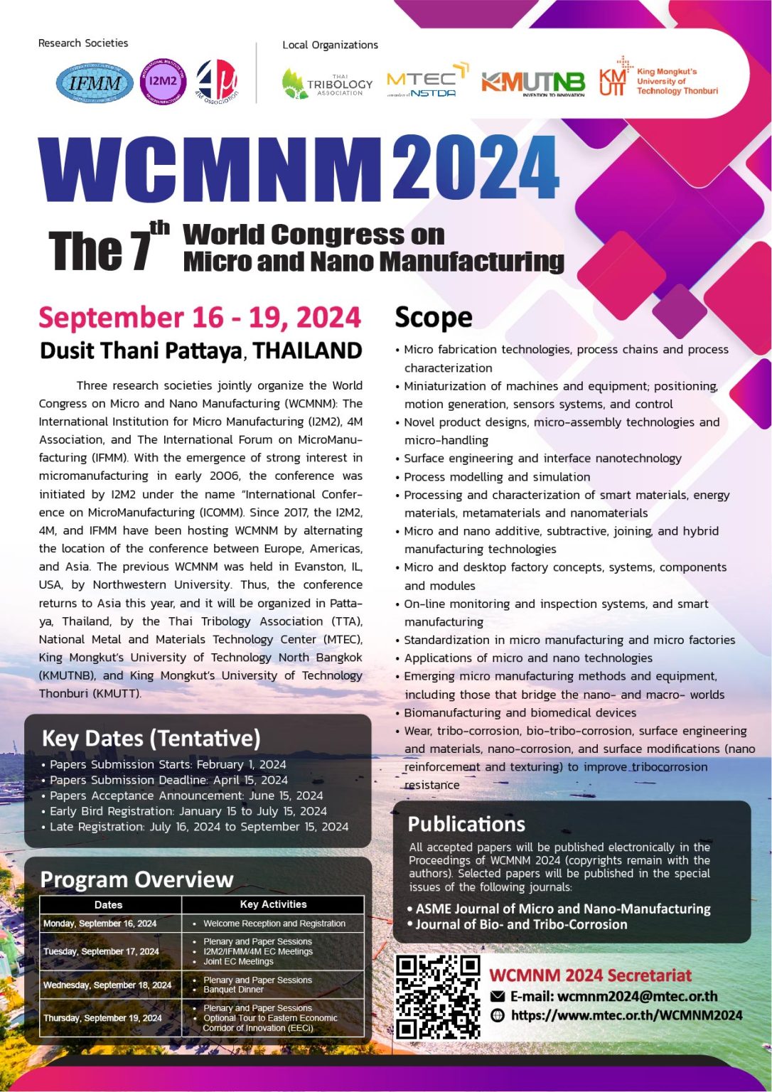 The 7th World Congress on Micro and Nano Manufacturing – Thai Tribology ...